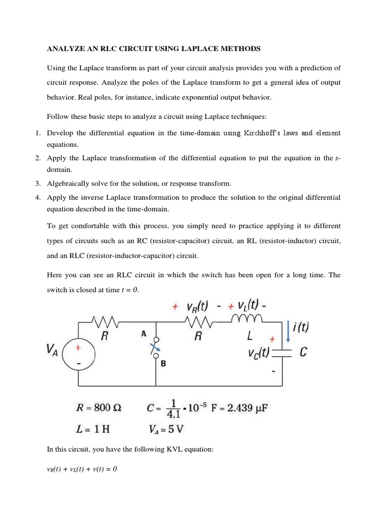 RLC Laplace | PDF | Electrical Network | Laplace Transform