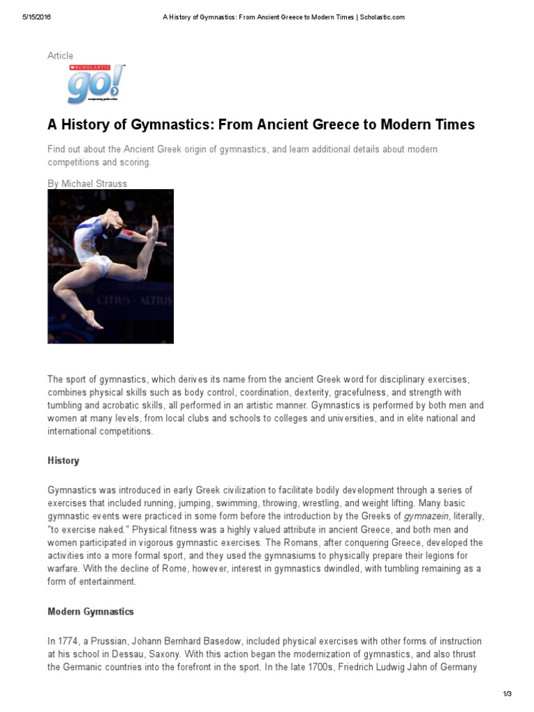 A History of Gymnastics | Gymnastics | Indoor Sports | Free 30-day ...