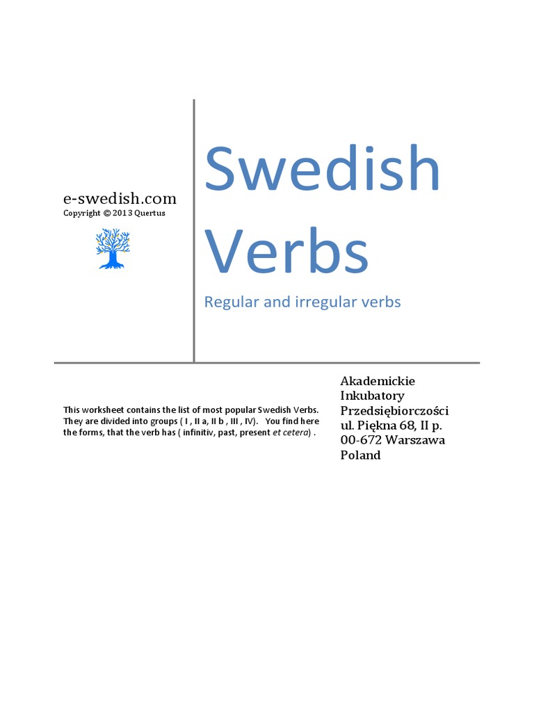Swedish Verbs e Swedish1 | PDF