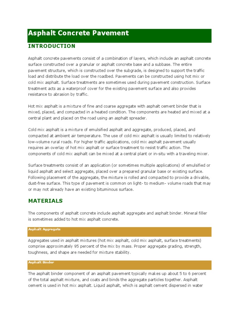 Asphalt Concrete Pavement | PDF | Road Surface | Asphalt