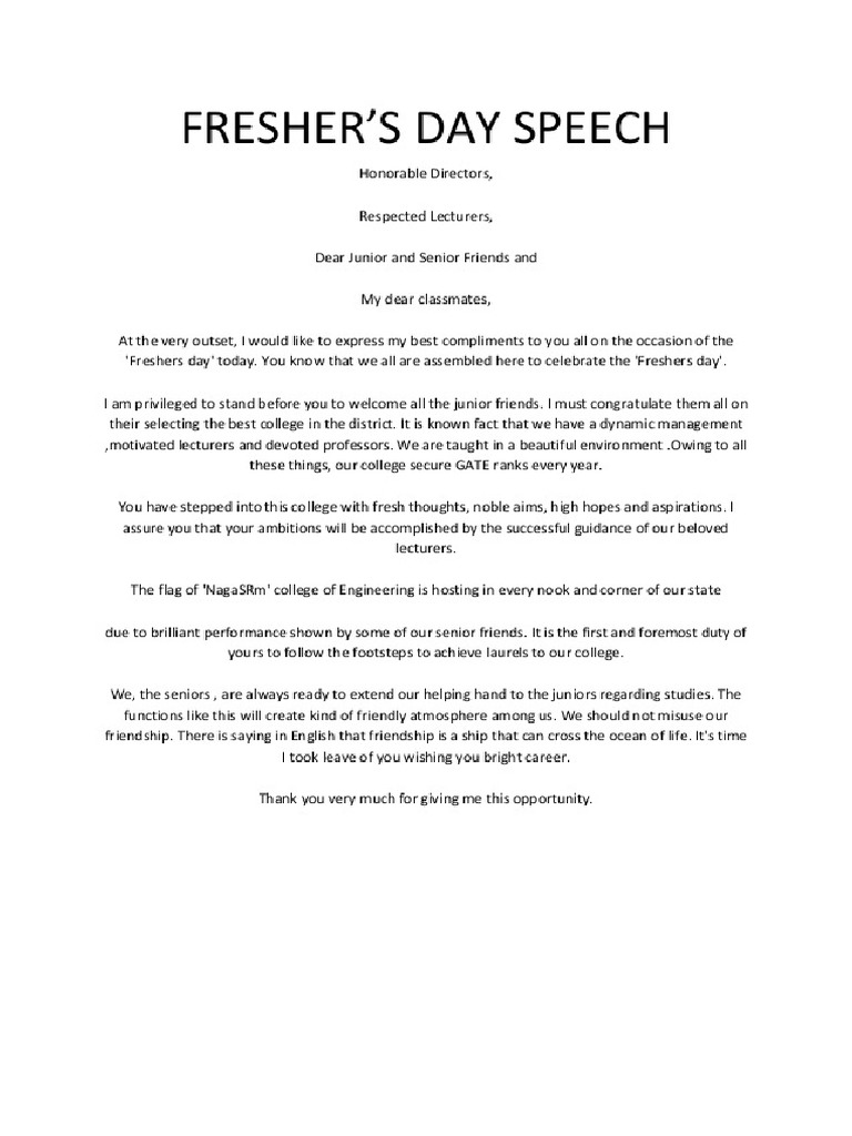 Freshers Speech by Ankit Kotnala | PDF