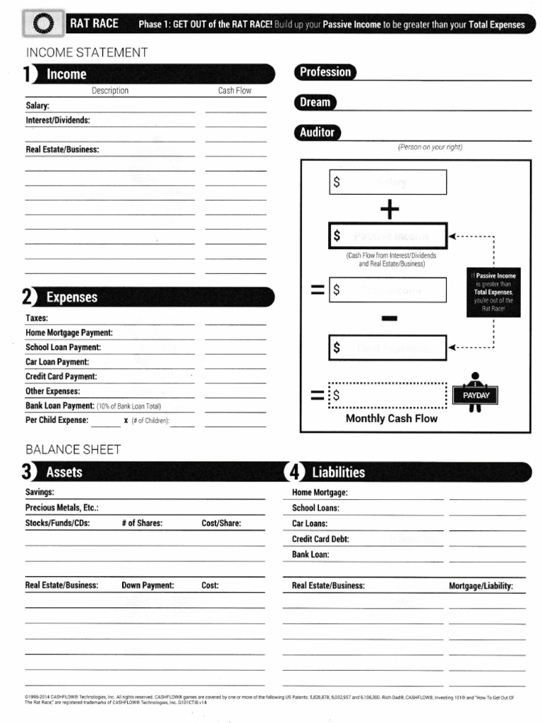 Cashflow Income Statement Rat Race | PDF | Dividend | Loans