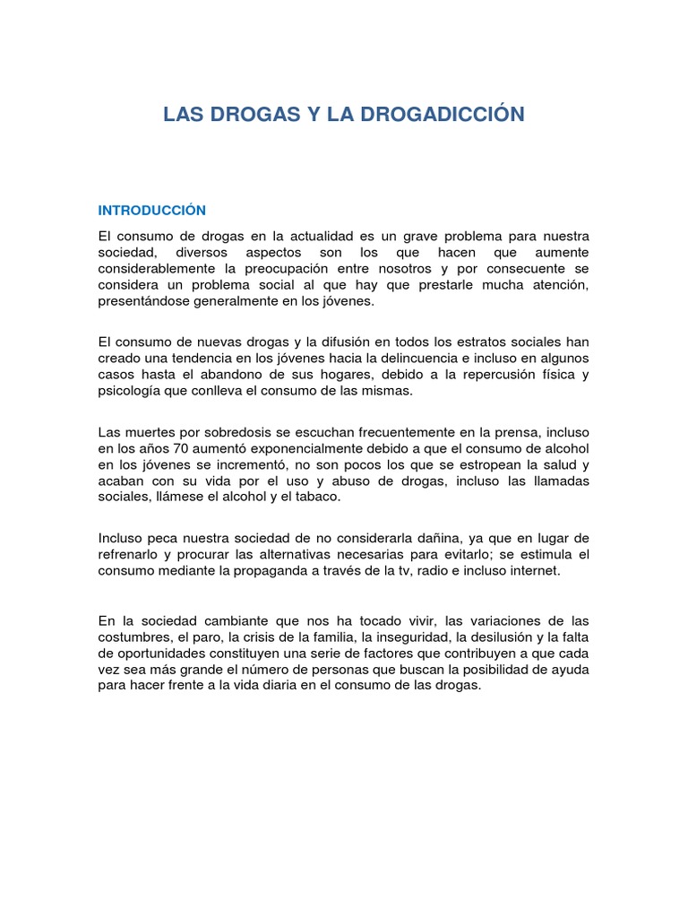 Las Drogas y La Drogadiccion | Descargar gratis PDF | La dependencia de sustancias | Drogas
