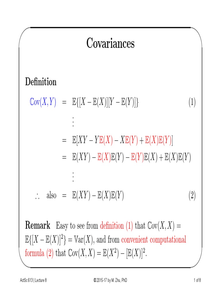 Covariances: C Ov (X, Y) | PDF | Covariance | Multivariate Statistics