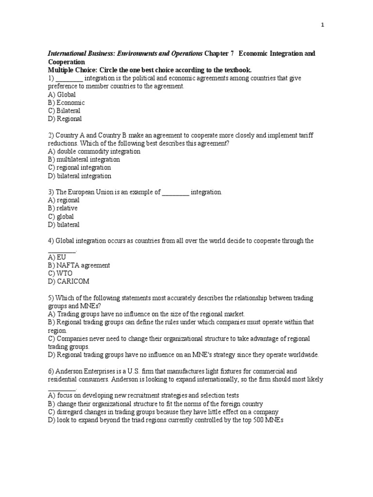 CH 7 Practice Problems | PDF | World Trade Organization | European Union