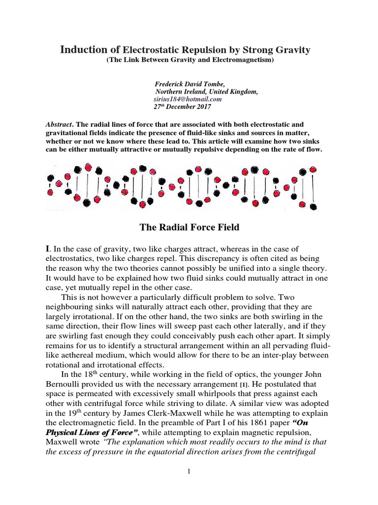 Induction of Electrostatic Repulsion by Strong Gravity | PDF | Force ...
