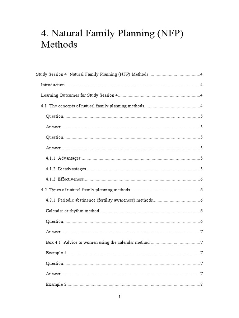 Natural Family Planning (NFP) Methods | PDF | Menstrual Cycle | Birth ...
