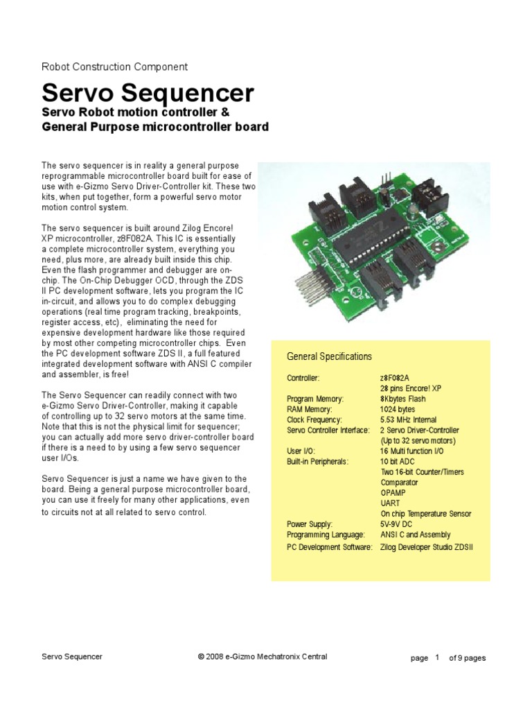 Servo Sequencer: Servo Robot Motion Controller & General Purpose ...
