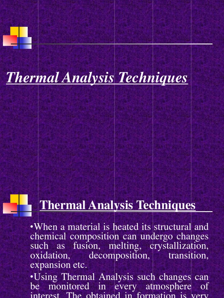 Thermal Analysis Techniques | PDF | Differential Scanning Calorimetry | Thermal Analysis