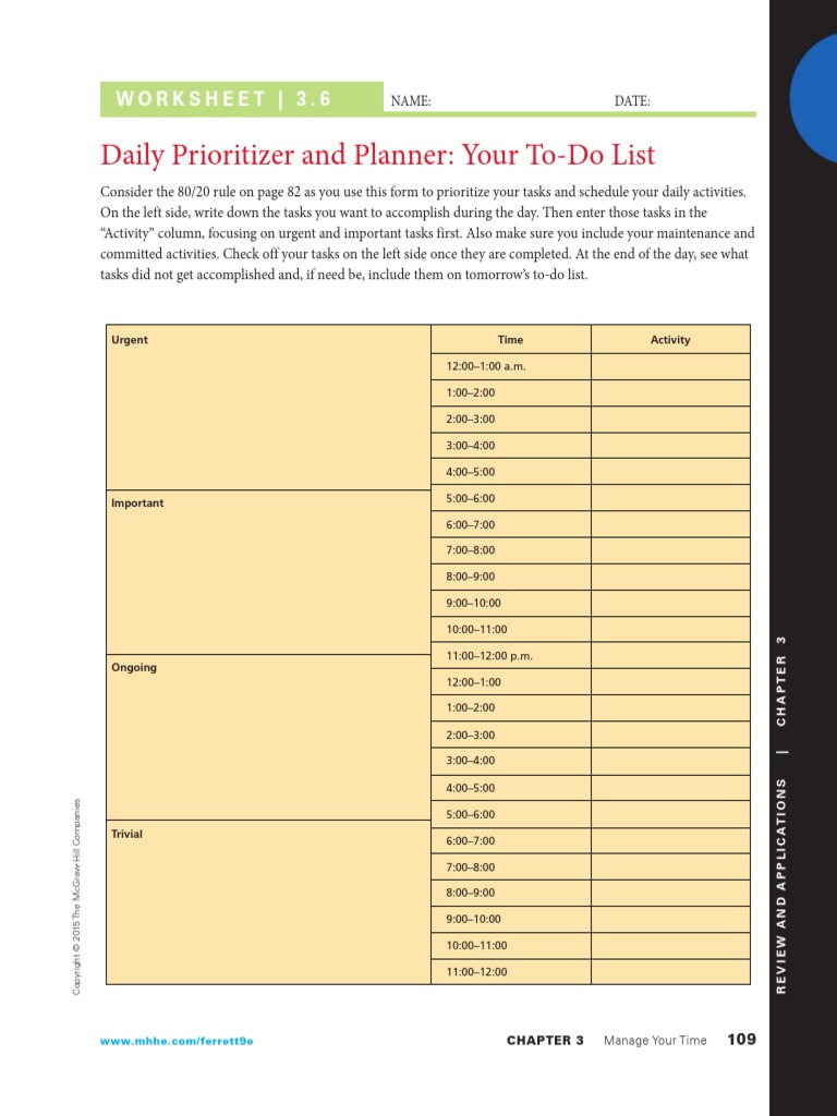 Daily Prioritizer and Planner To Do List | PDF | Time Management ...