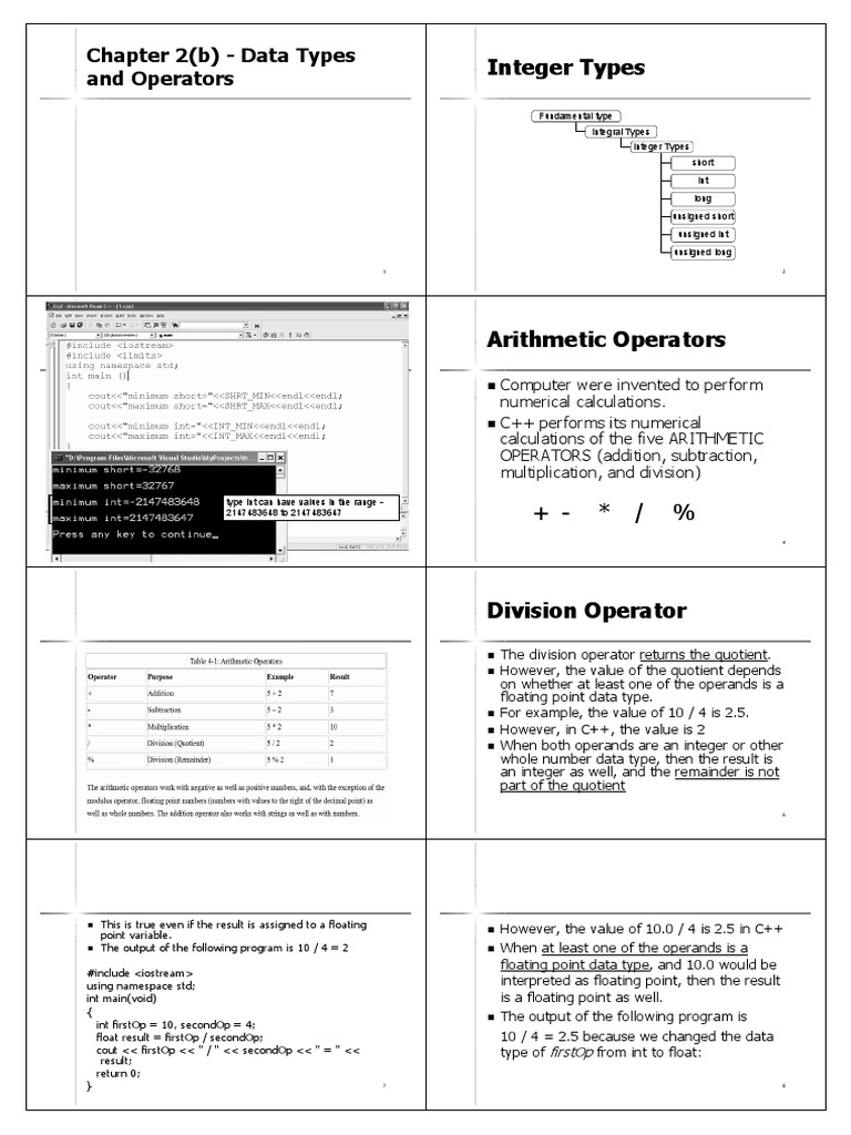 Chapter 2 B Data Type And Operators Pdf Data Type Integer Computer Science