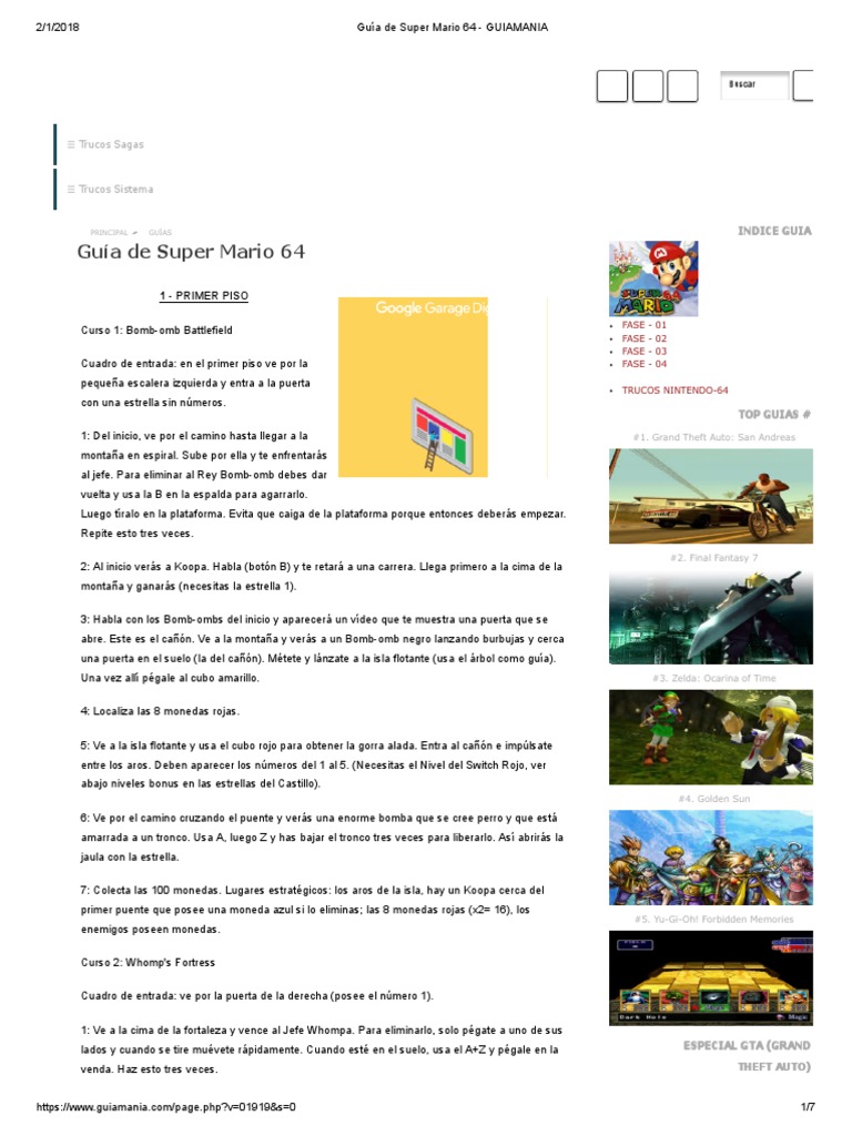 Guía de Super Mario 64 | PDF | Mario | Nintendo