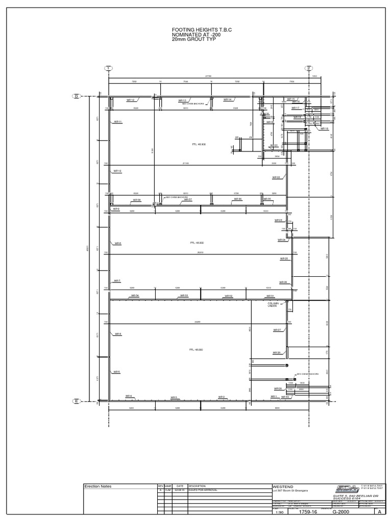 Foundation Plan Detail for Commercial Building Showing Footing Heights ...