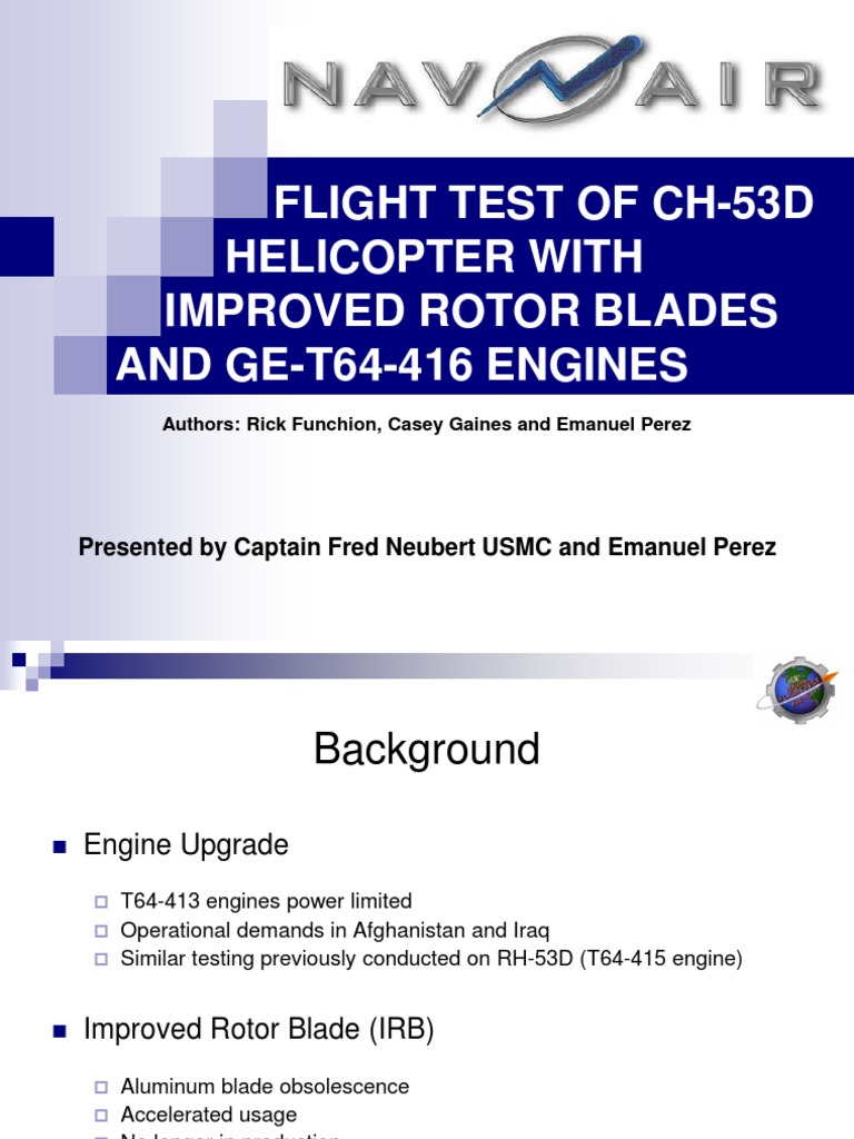 Flight Test of CH-53D Helicopter With Improved Rotor Blades and ...