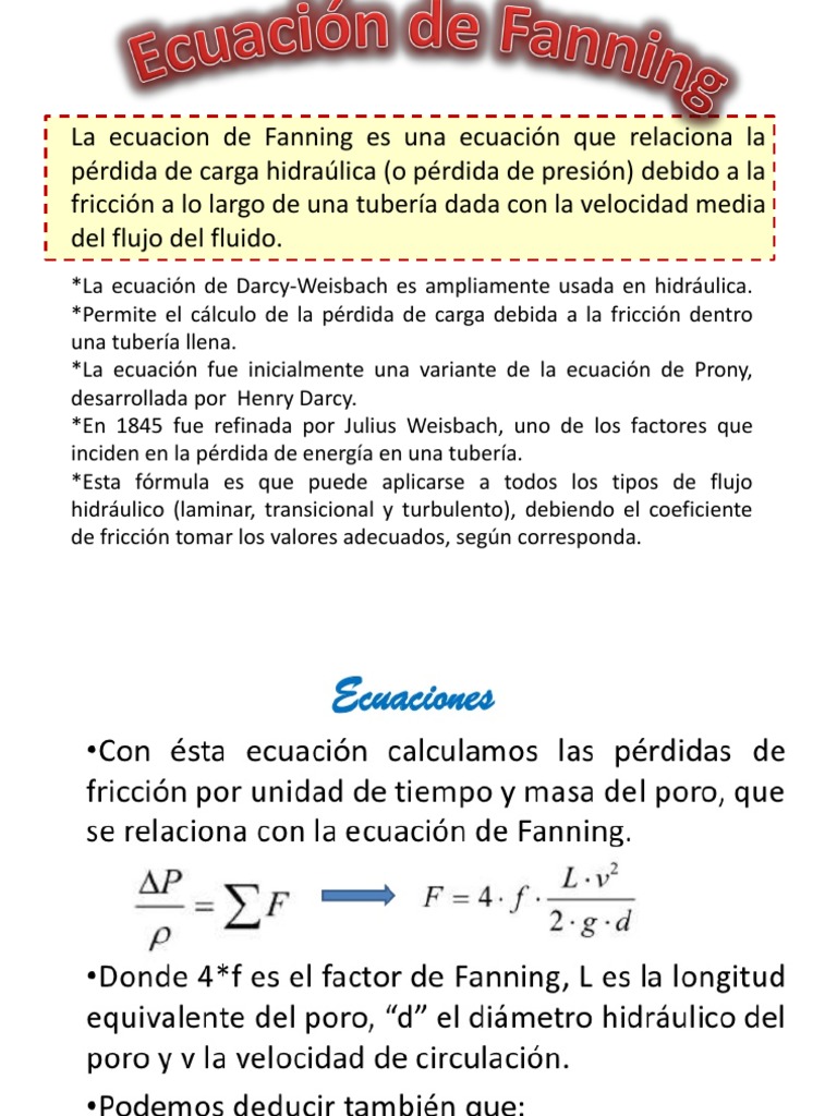 Ecuacion de Fanning | PDF | Mecánica | Dinámica de fluidos