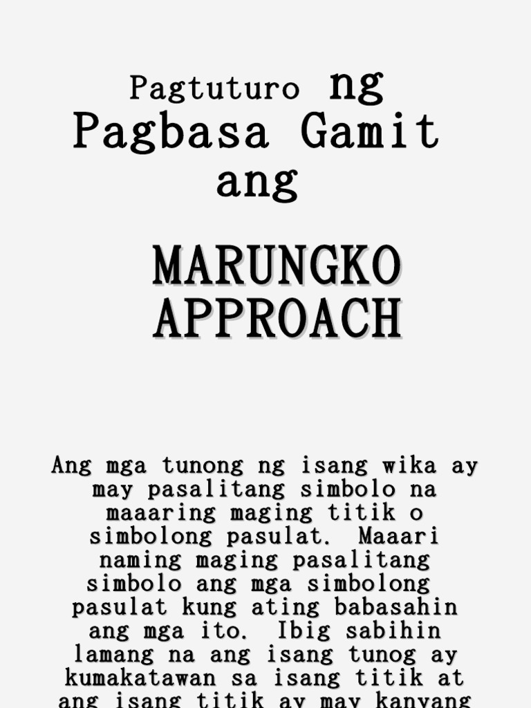 Marungko Approach Power Point | PDF