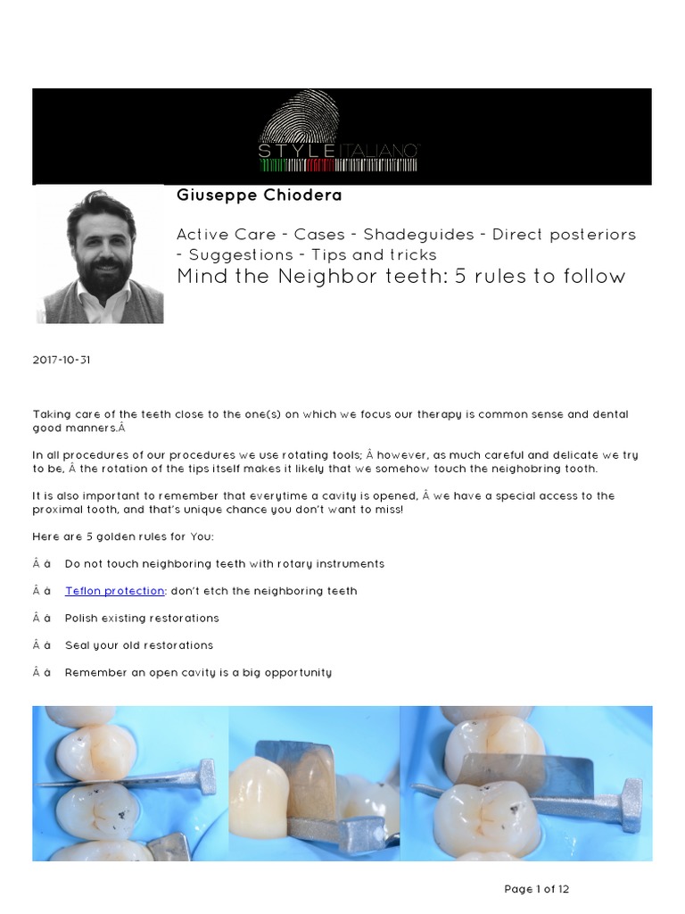 Dental Tips for Neighboring Teeth | PDF | Dentistry | Mouth