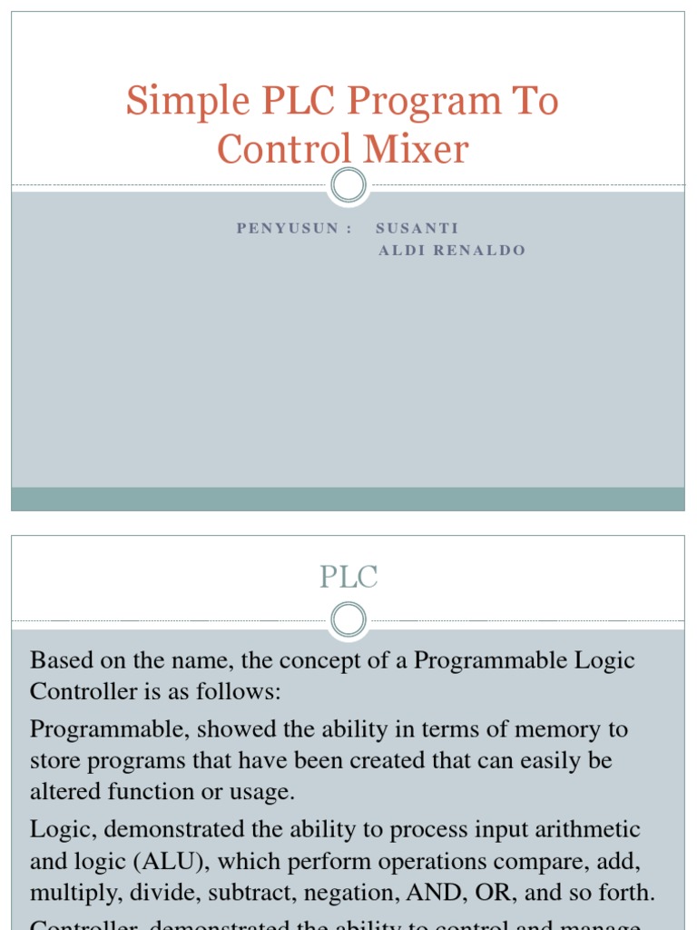 Simple PLC Program To Control Mixer | PDF | Programmable Logic ...