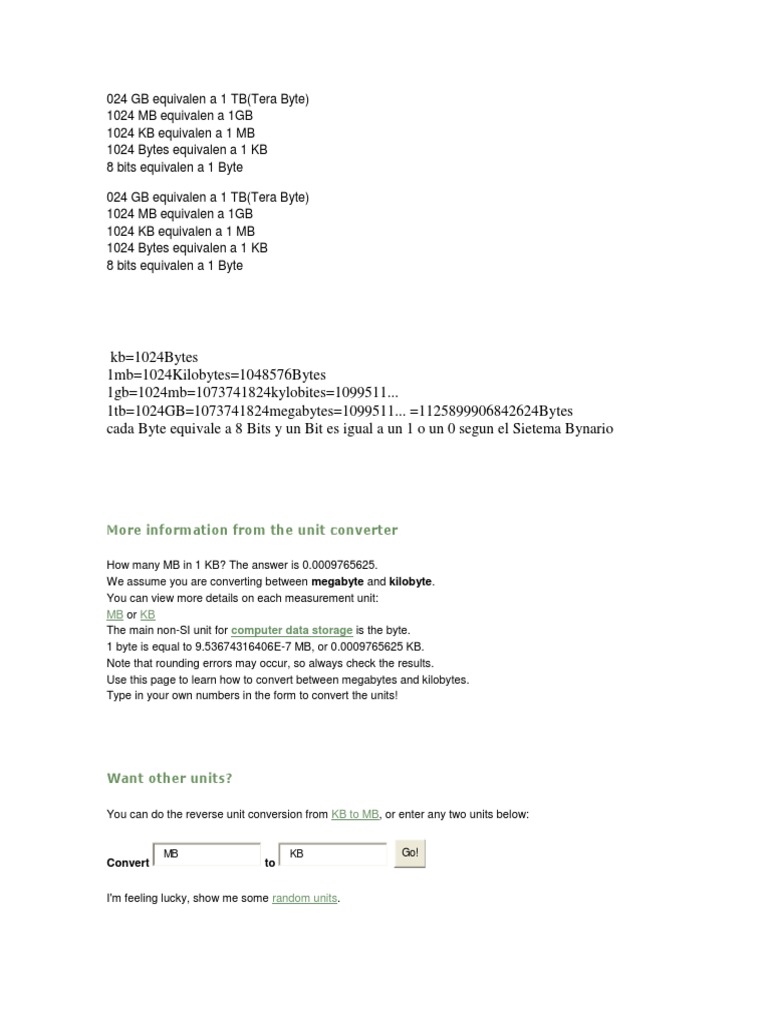 024 Gb Equivalen A 1 Tb Pdf Units Of Measurement Scientific