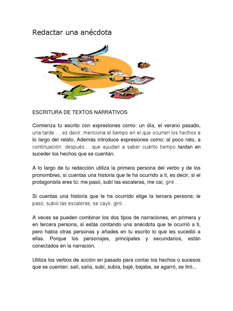 Redactar Una Anécdota | Narración | Ocio