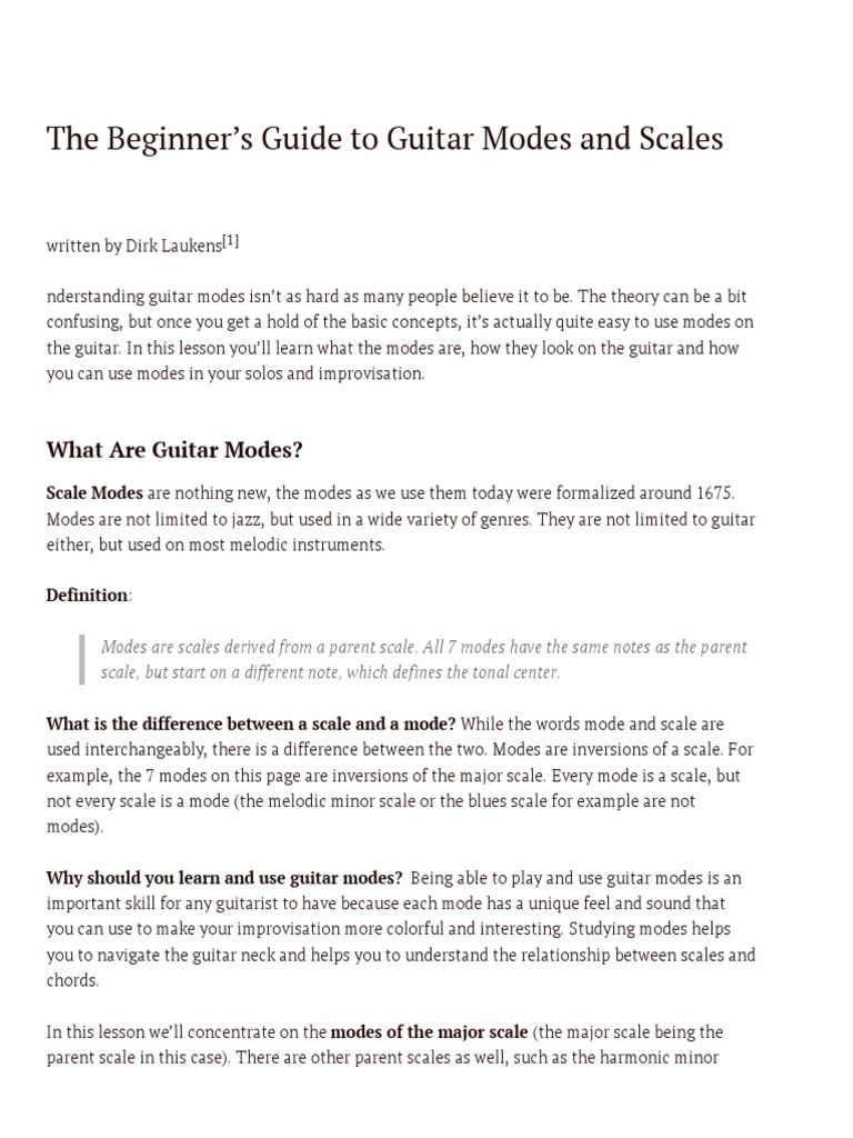 Guitar Modes & Scales - The Complete Beginner's Guide (+ Video - PDF ...