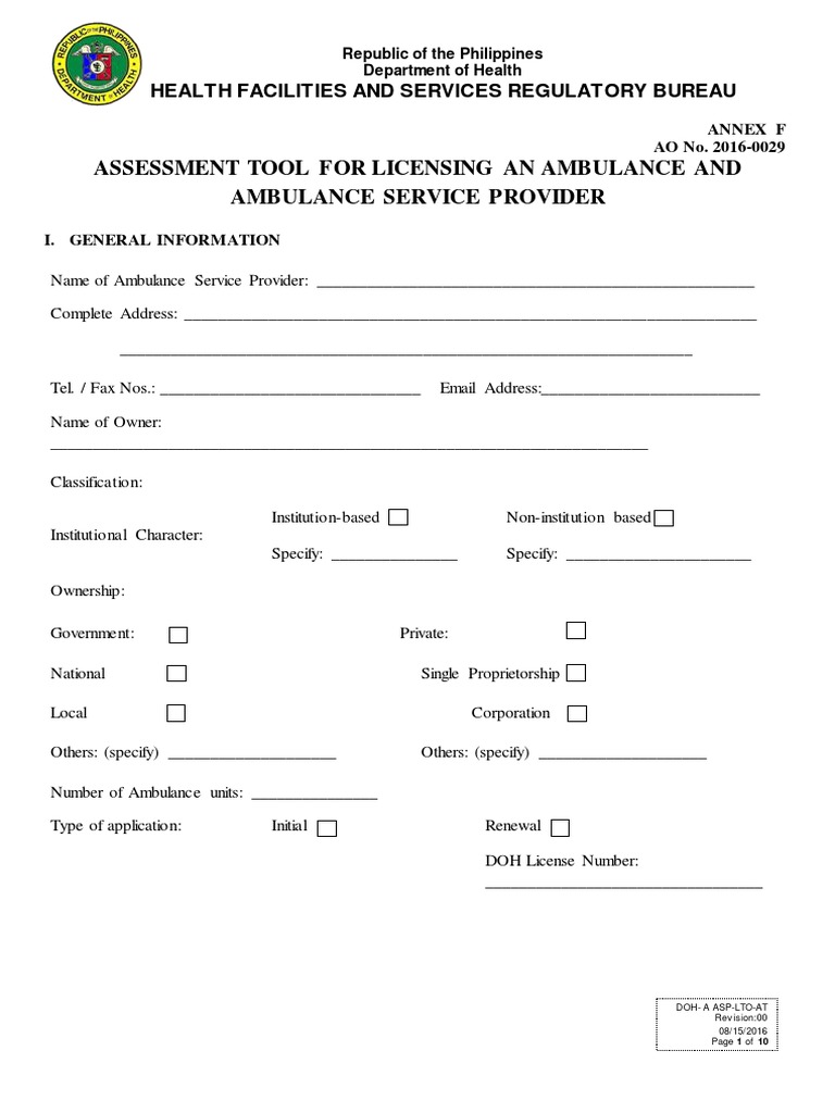 Doh A ASP Lto at Rev0 8152016 Ambulance | PDF | Ambulance | Emergency ...