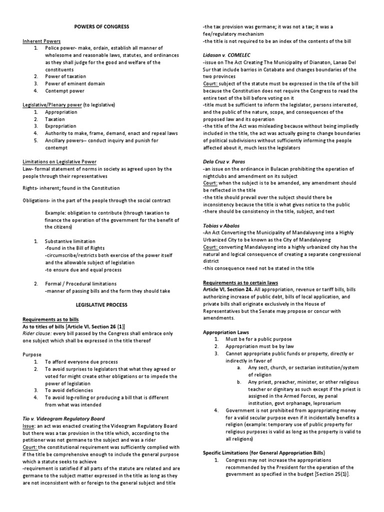 Lidasan v. COMELEC: Rider Clause: Every Bill Passed by The Congress ...