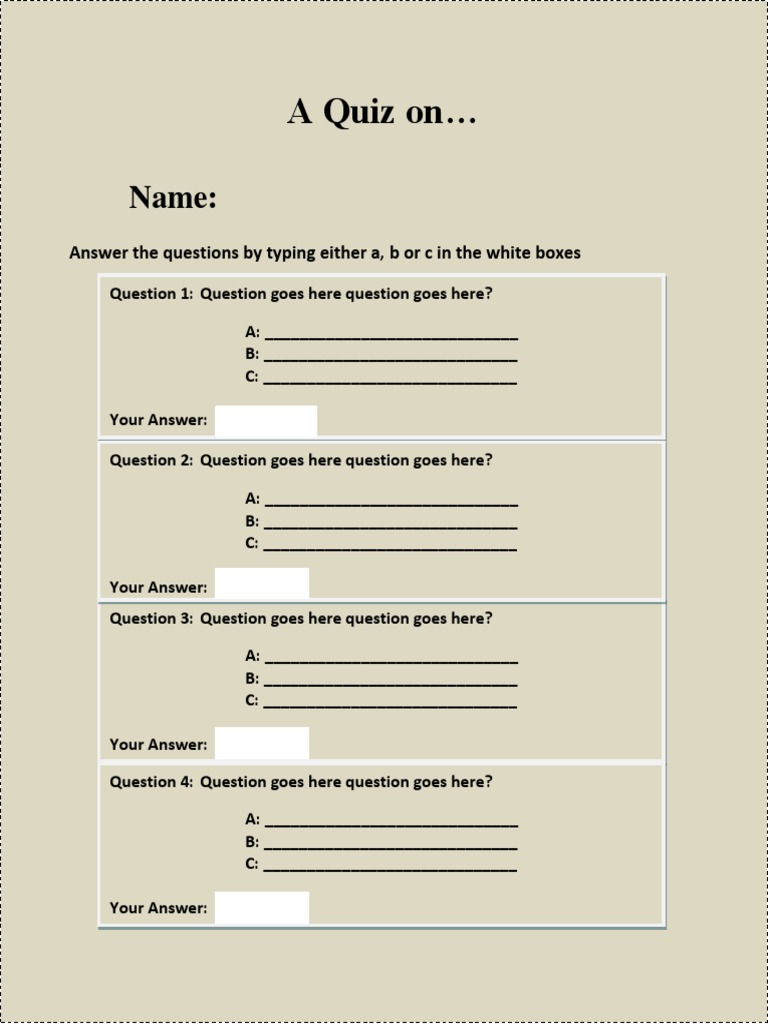 Quiz Template | PDF