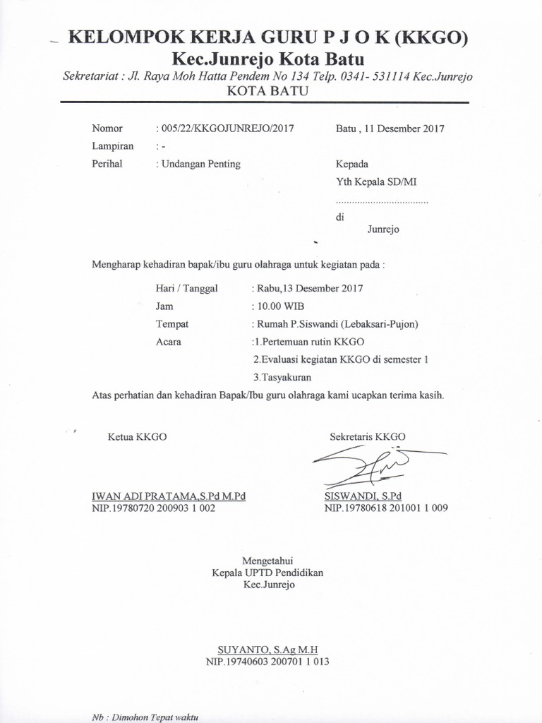 Contoh Surat Undangan Kkgo | PDF