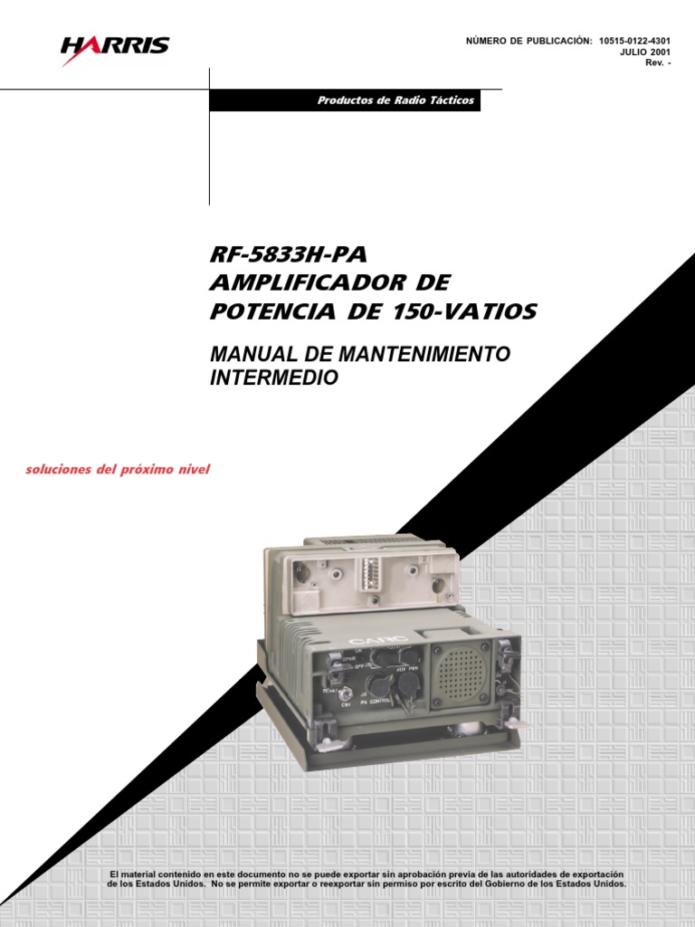 10515-0122-4301 RF-5833H-PA Amplificador 150W Mantenimiento | PDF ...