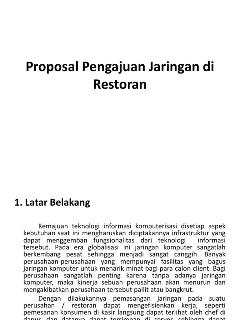 Proposal Pengajuan Jaringan Di Restoran | PDF
