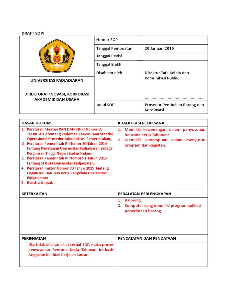 SOP Pembelian Barang dan Konsinyasi | PDF