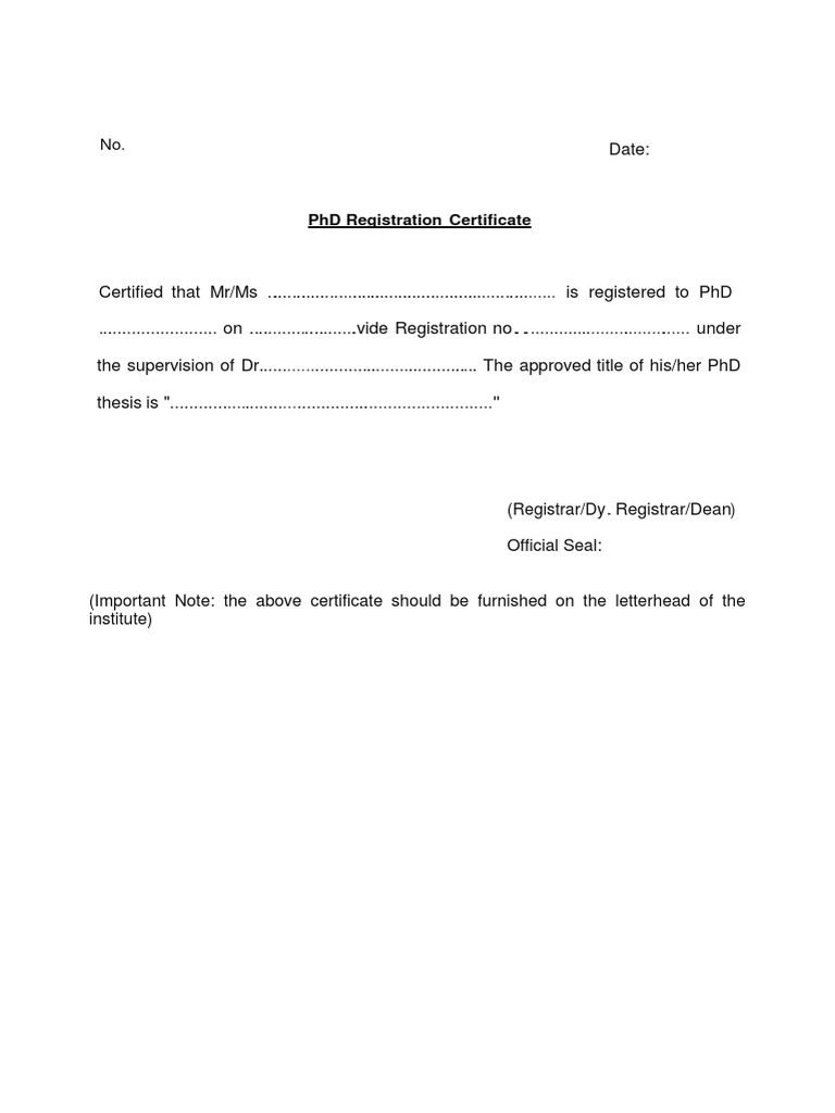 PhD Certificate Template | PDF | Vocational Education
