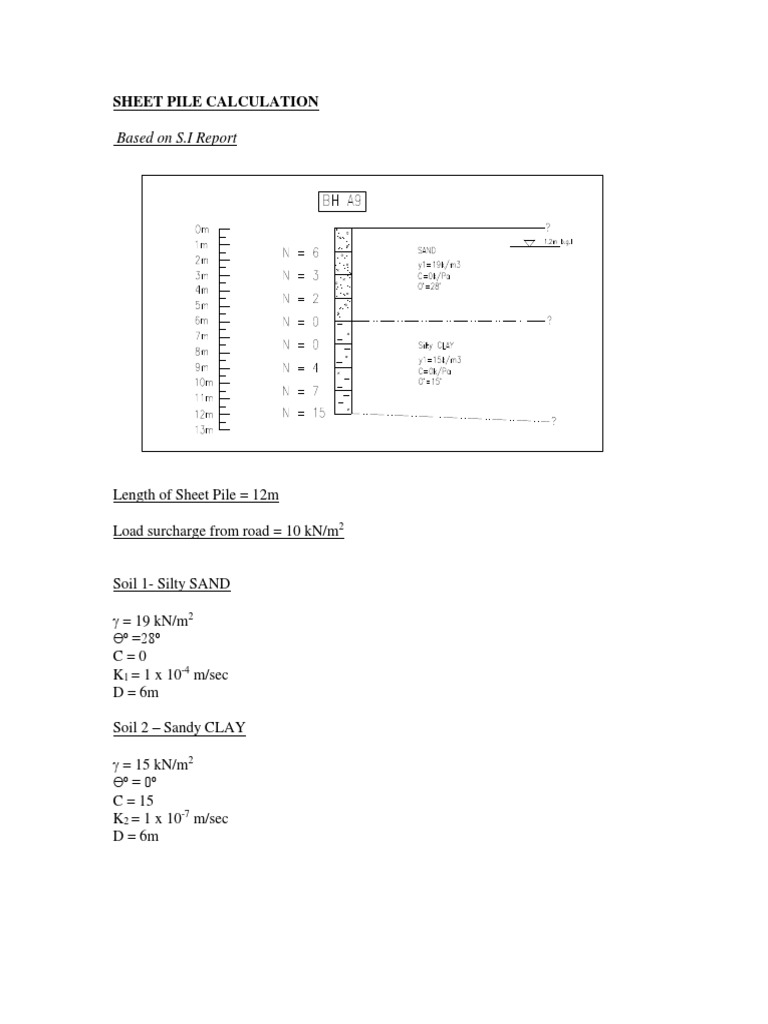 Example of Sheet Pile Calculation | PDF | Deep Foundation | Infrastructure