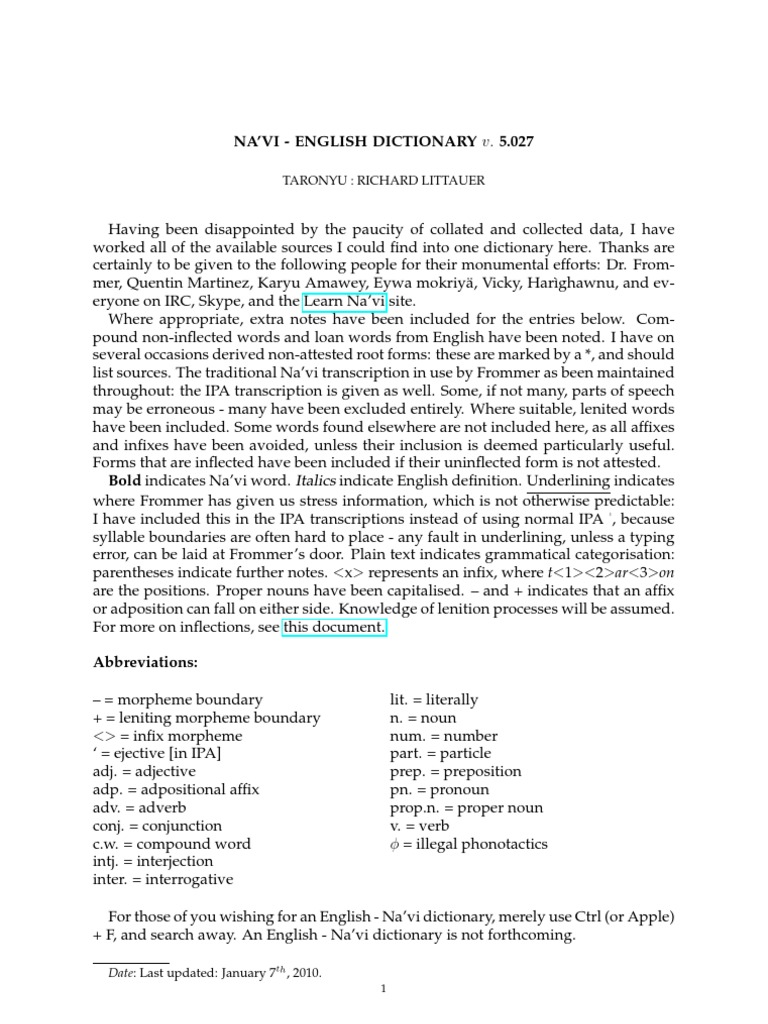 Navi English Dictionary | PDF | Lexicology | Linguistic Morphology