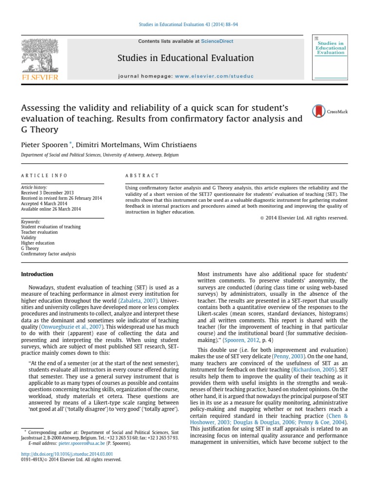 Assessing The Validity and Reliability | PDF | Factor Analysis ...