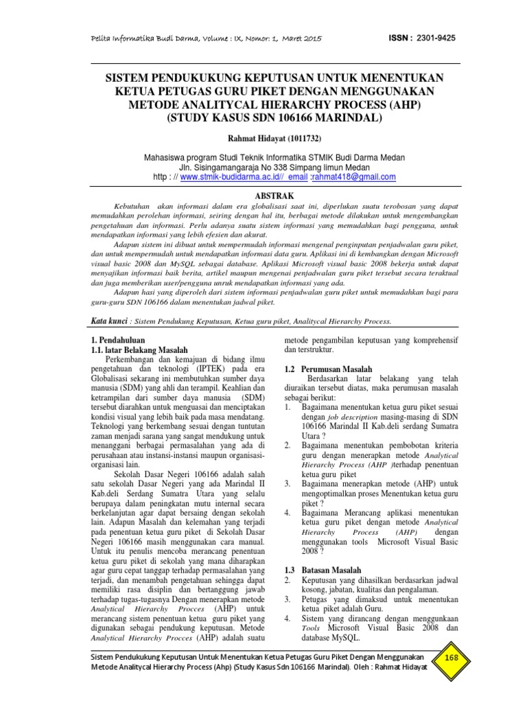Jurnal SPK Metode (AHP) | PDF | Karier & Perkembangan