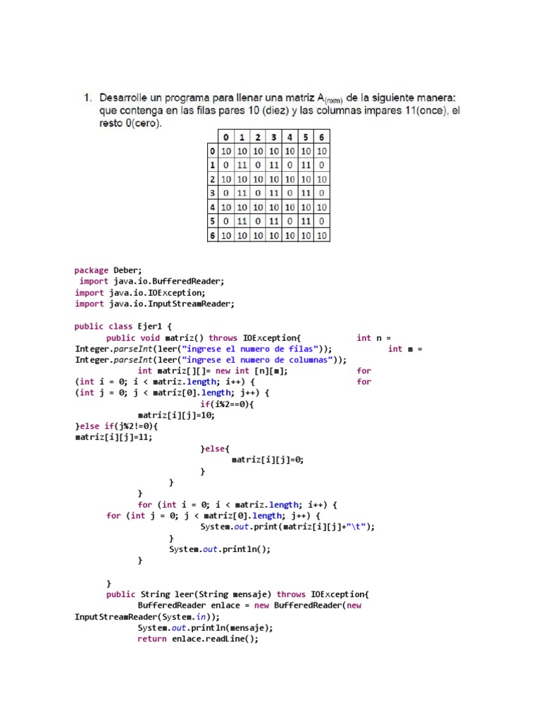Ejercicio de Matrices en Java | PDF | Enseñanza de matemática