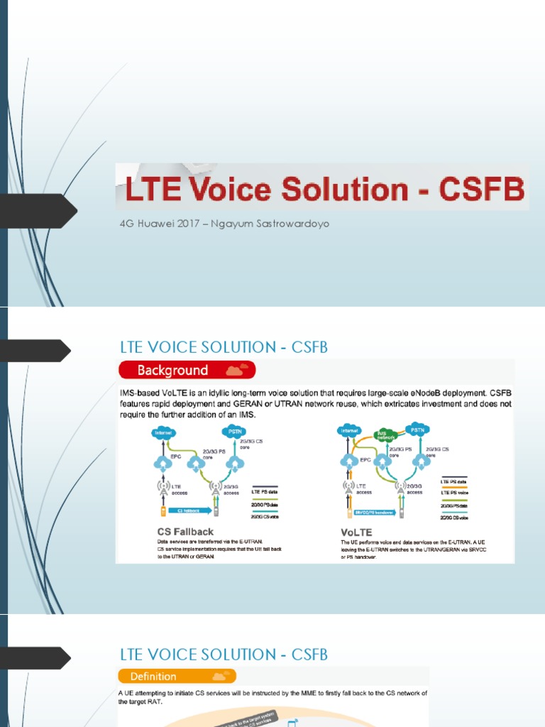 4G Huawei - CSFB VOLTE - LTE Voice Solution | PDF