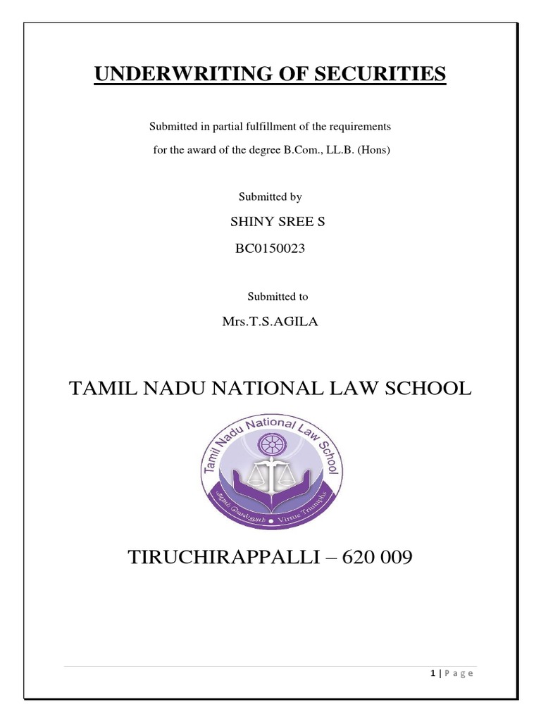 Underwriting Securities Guide | PDF | Underwriting | Securities (Finance)
