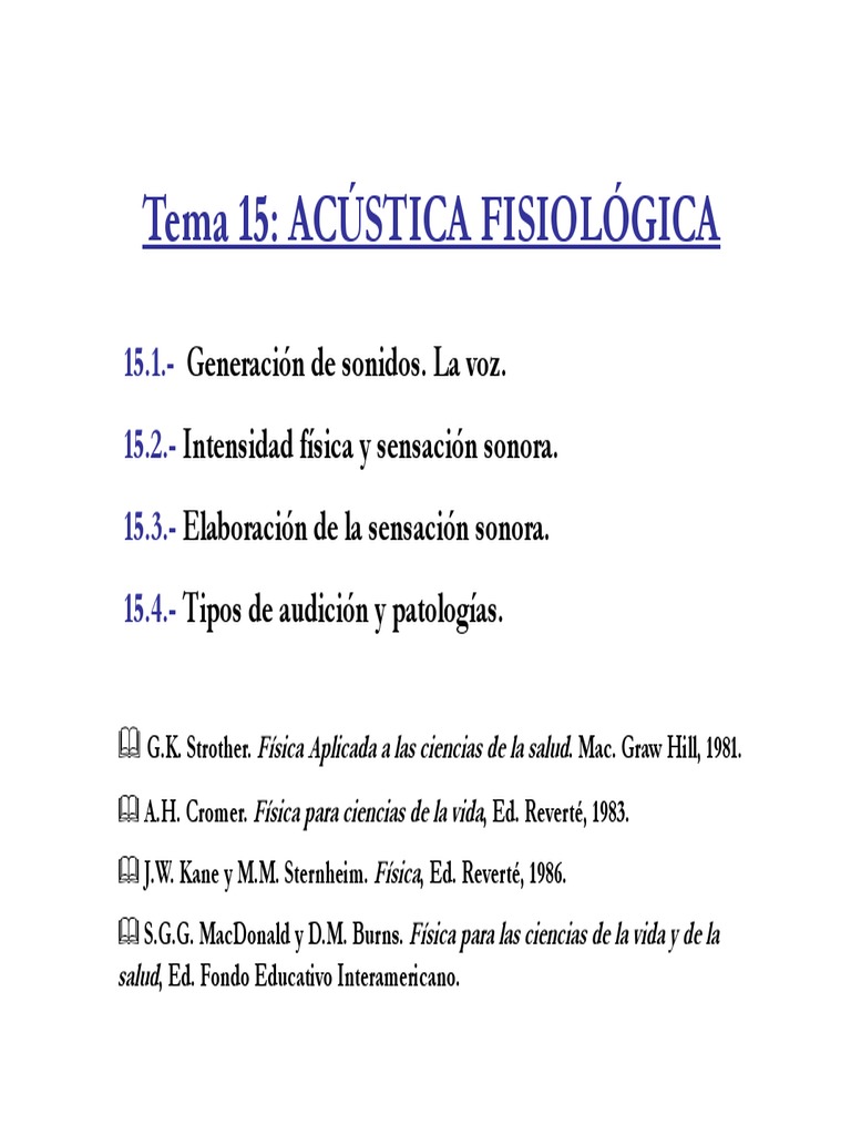 T15.- ACÚSTICA FISIOLÓGICA | Oído | Sonido | Prueba gratuita de 30 días ...