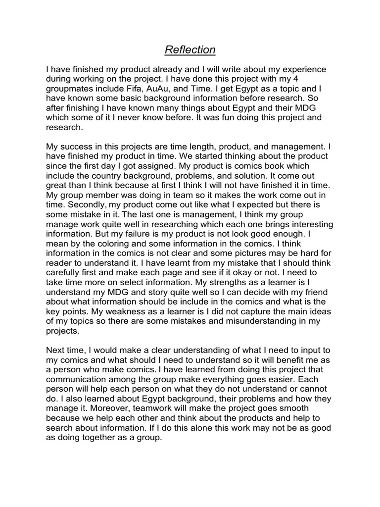 Reflection Project | PDF