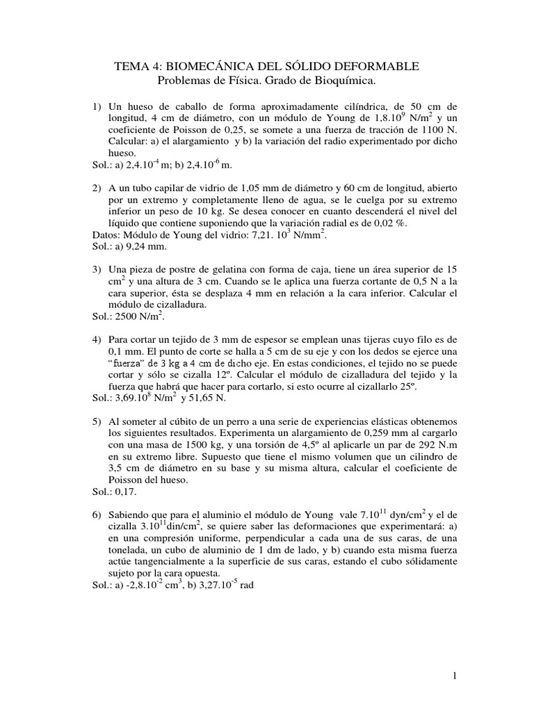 Problemas TEMA 4 Fisica Bioquimica 231014 PDF | PDF | El módulo de ...