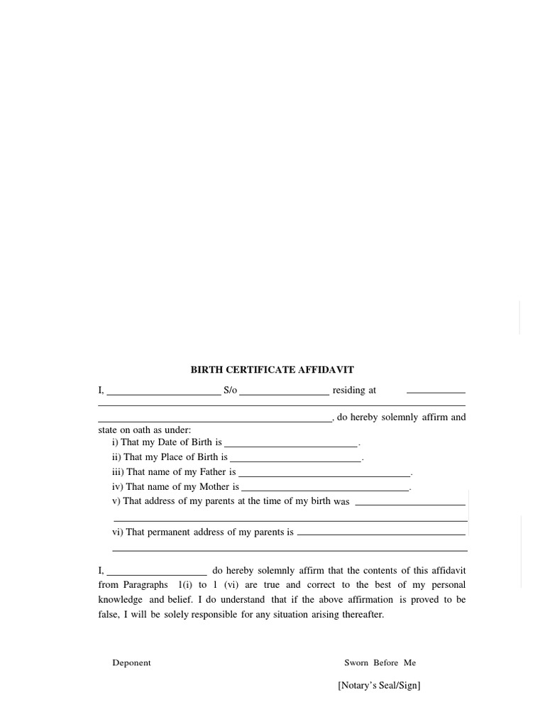 TCS Preparation & ILP _ Birth Certificate Affidavit