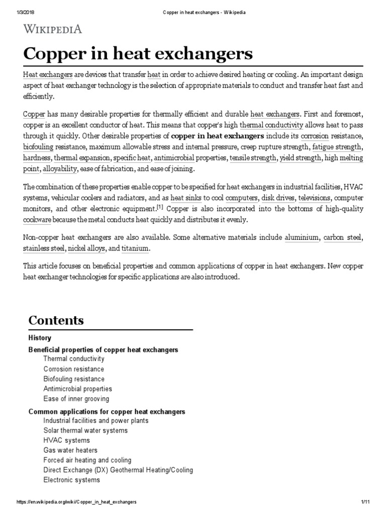 Copper in Heat Exchangers - Wikipedia | PDF | Heat Exchanger | Hvac