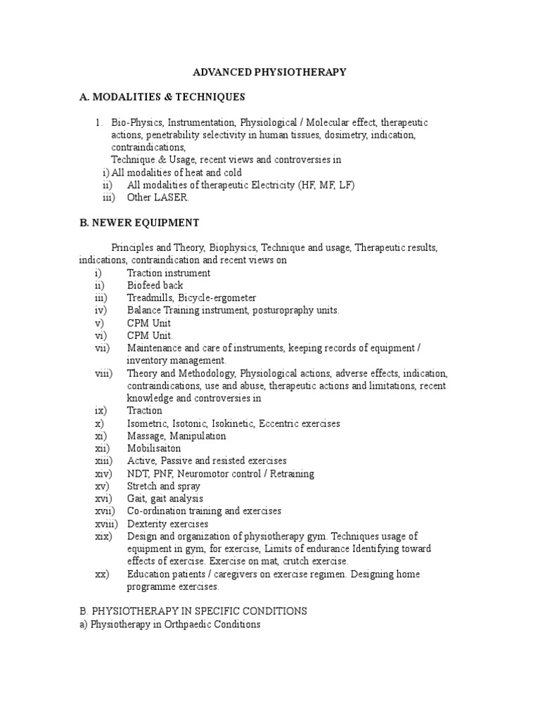 Advanced Physiotherapy Techniques Guide | PDF