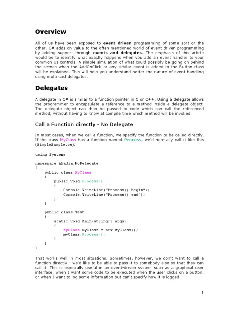 Call A Function Directly - No Delegate: Myclass | PDF | Method ...