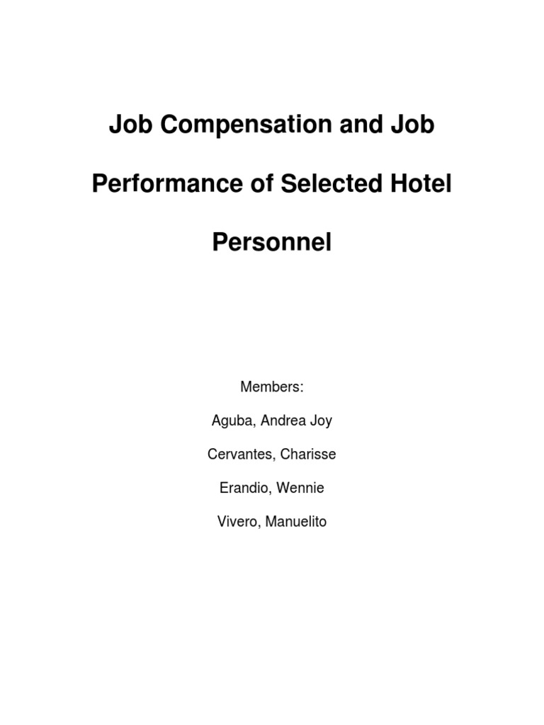 Job Compensation and Job Performance of Selected Hotel Personnel | PDF ...