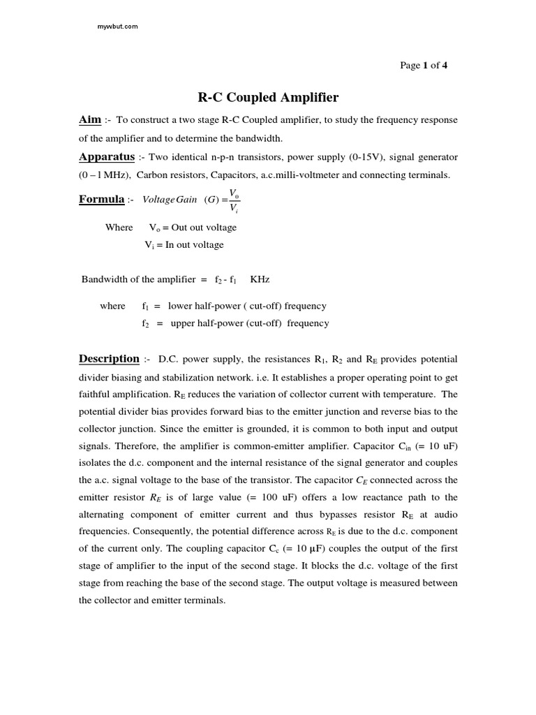 RC Coupled Amplifier | PDF | Amplifier | Analog Circuits