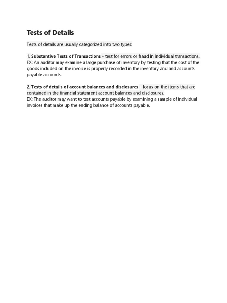 Tests of Details | PDF